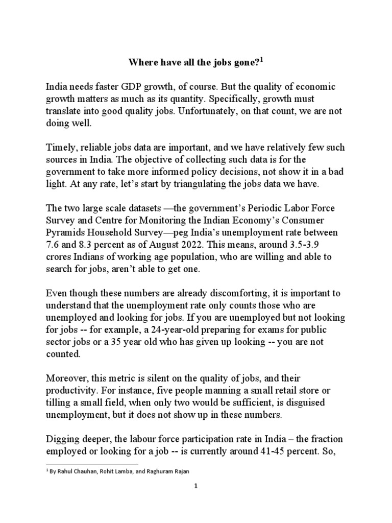 Where Have All The Jobs Gone?: by Rahul Chauhan, Rohit Lamba, and ...