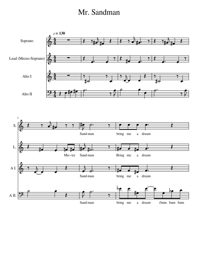 Mr. Sandman Sheet Music Collection | PDF | Singing | Vocal Music