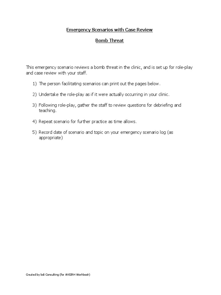 Emergency Scenario - Bomb Threat | PDF | 9 1 1
