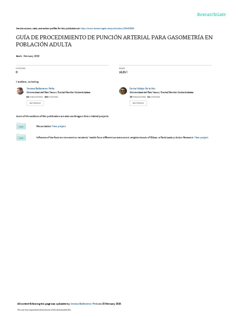 Guia de Procedimiento para Punción Arterial | PDF | Medicina CLINICA ...