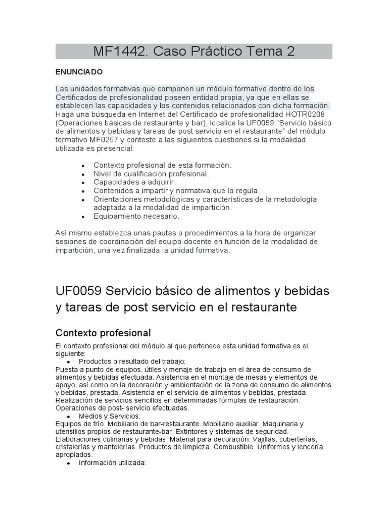 MF1442. Caso Práctico Tema 2 | PDF | Evaluación