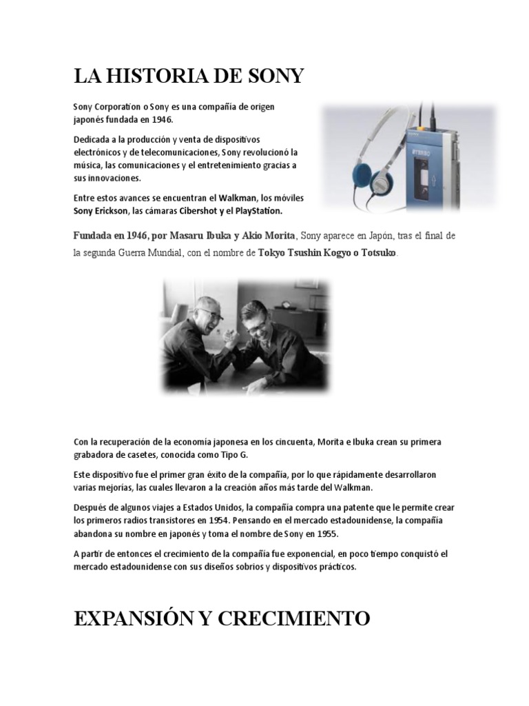 La Historia de Sony | PDF | Sony | Electrónica de consumo