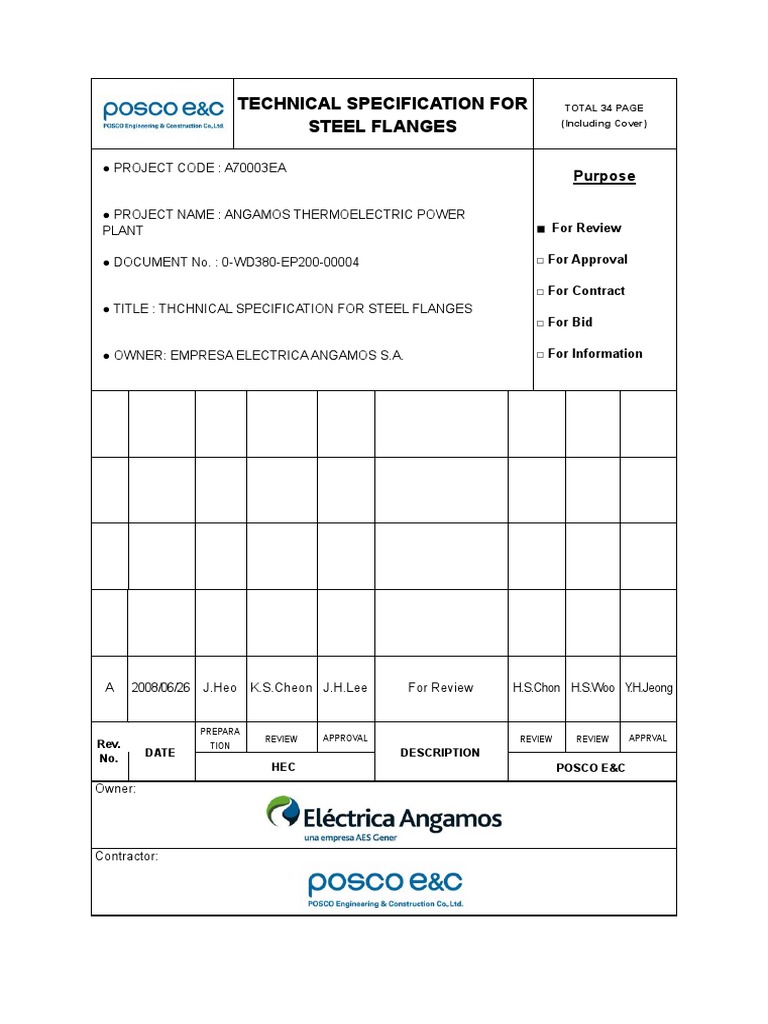 0-WD380-EP200-00004 - Rev.A Steel Flanges Tech. Spec. | PDF | Pipe (Fluid Conveyance ...