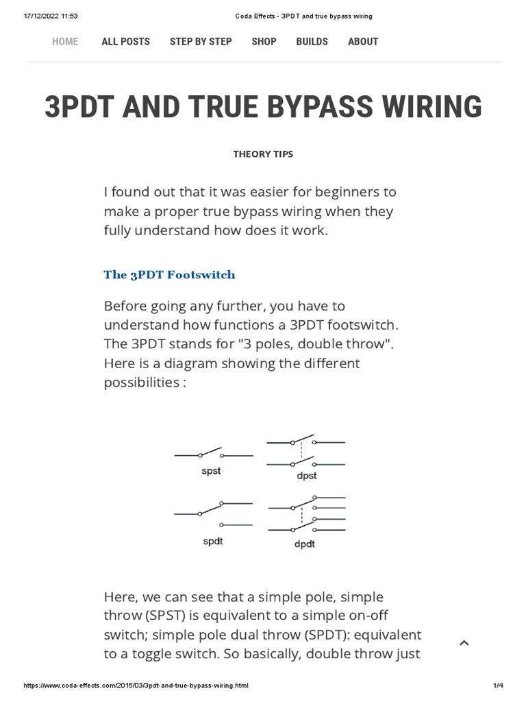 Coda Effects - 3PDT and True Bypass Wiring | PDF | Switch | Electronic Engineering