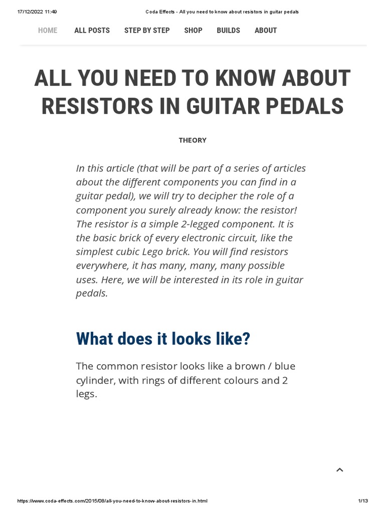 Coda Effects - All You Need To Know About Resistors in Guitar Pedals | PDF | Amplifier ...