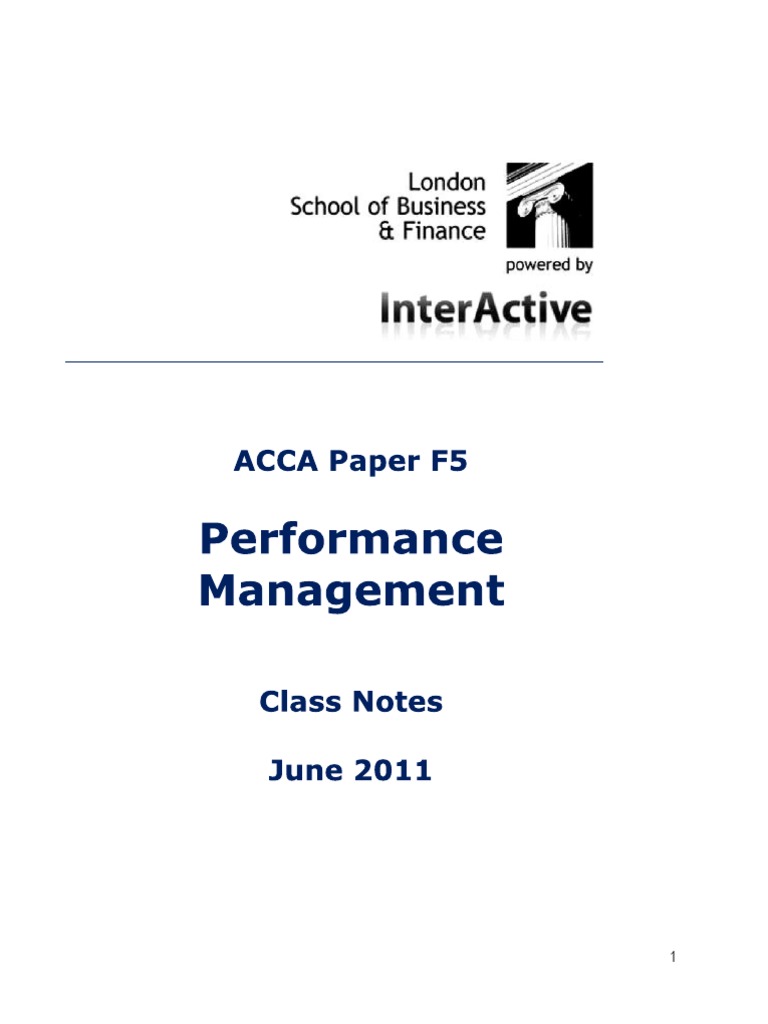ACCA F5 Notes | PDF