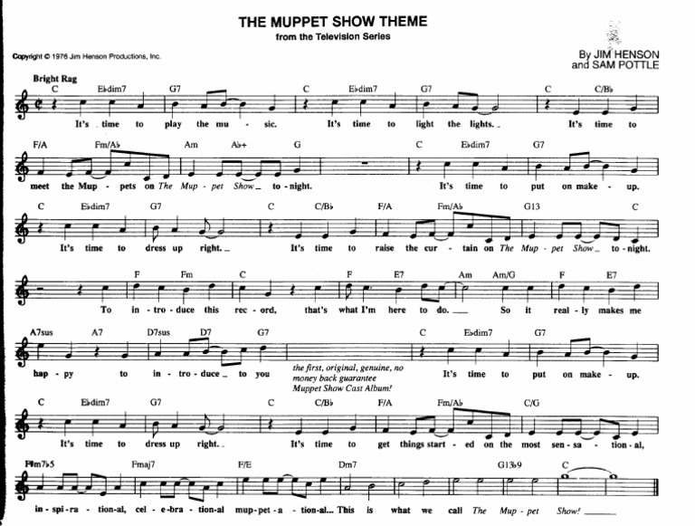 Jim Henson Muppet Show Theme Pdf