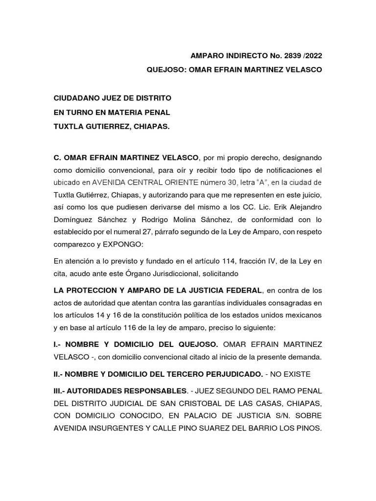 Demanda de Amparo Directo | PDF | Violación | Derecho penal