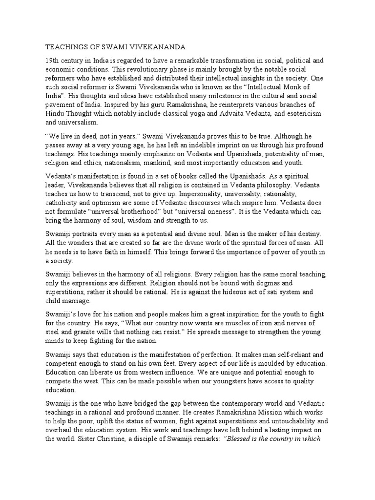 Teachings of Swami Vivekananda | PDF