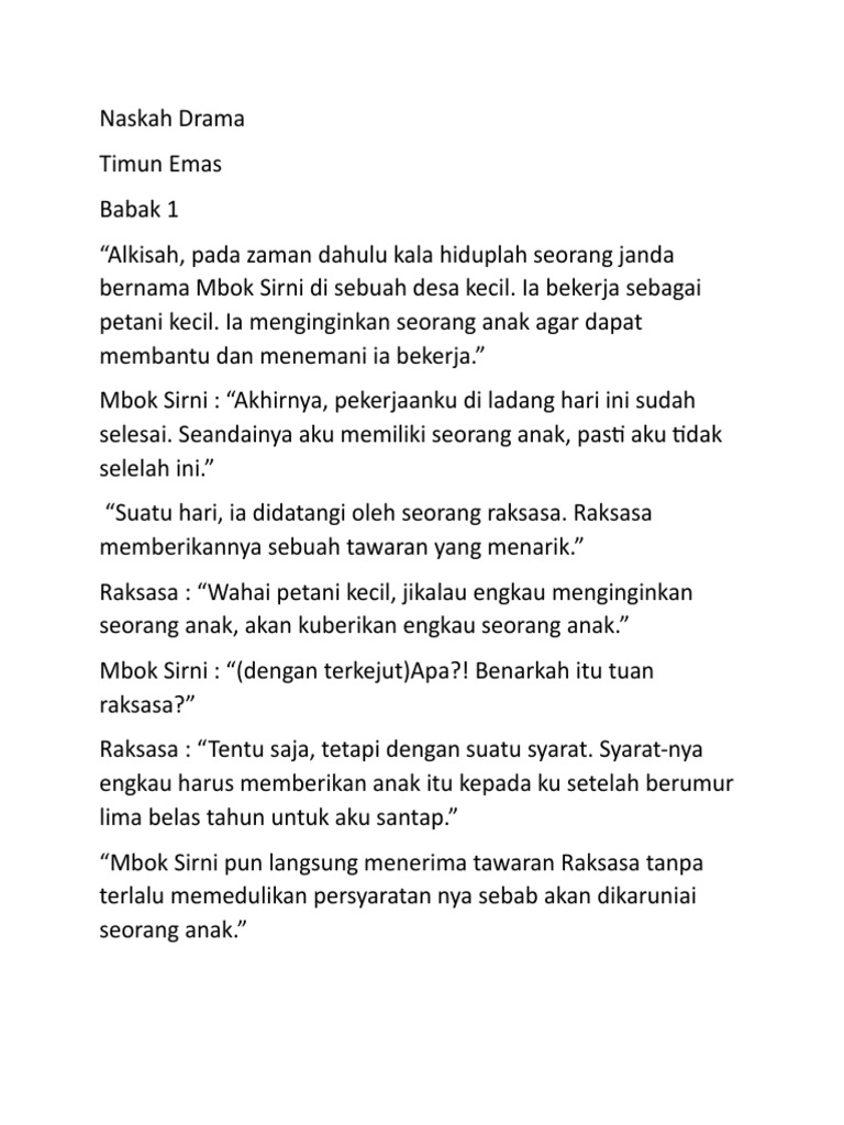 Naskah Drama Timun Mas | PDF