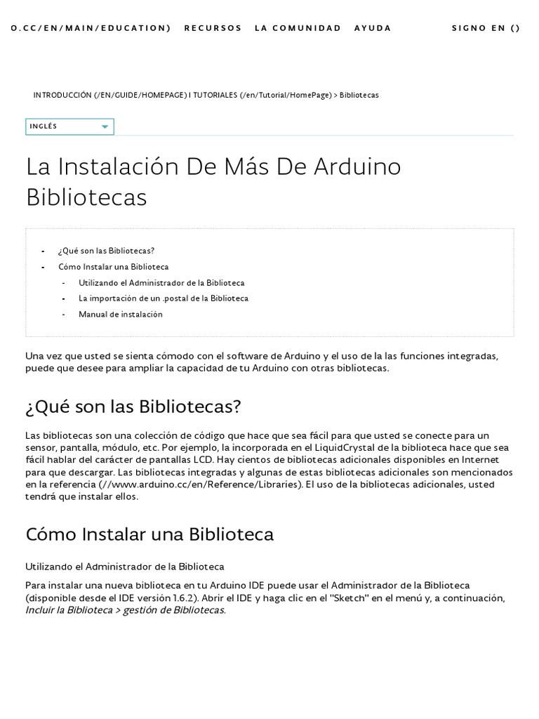 Arduino - Bibliotecas | PDF | Biblioteca (informática) | Archivo de ...