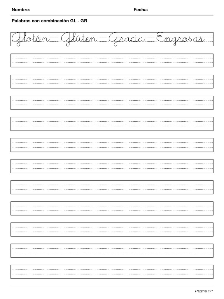 Palabras Con Combinación GL - GR PDF | PDF