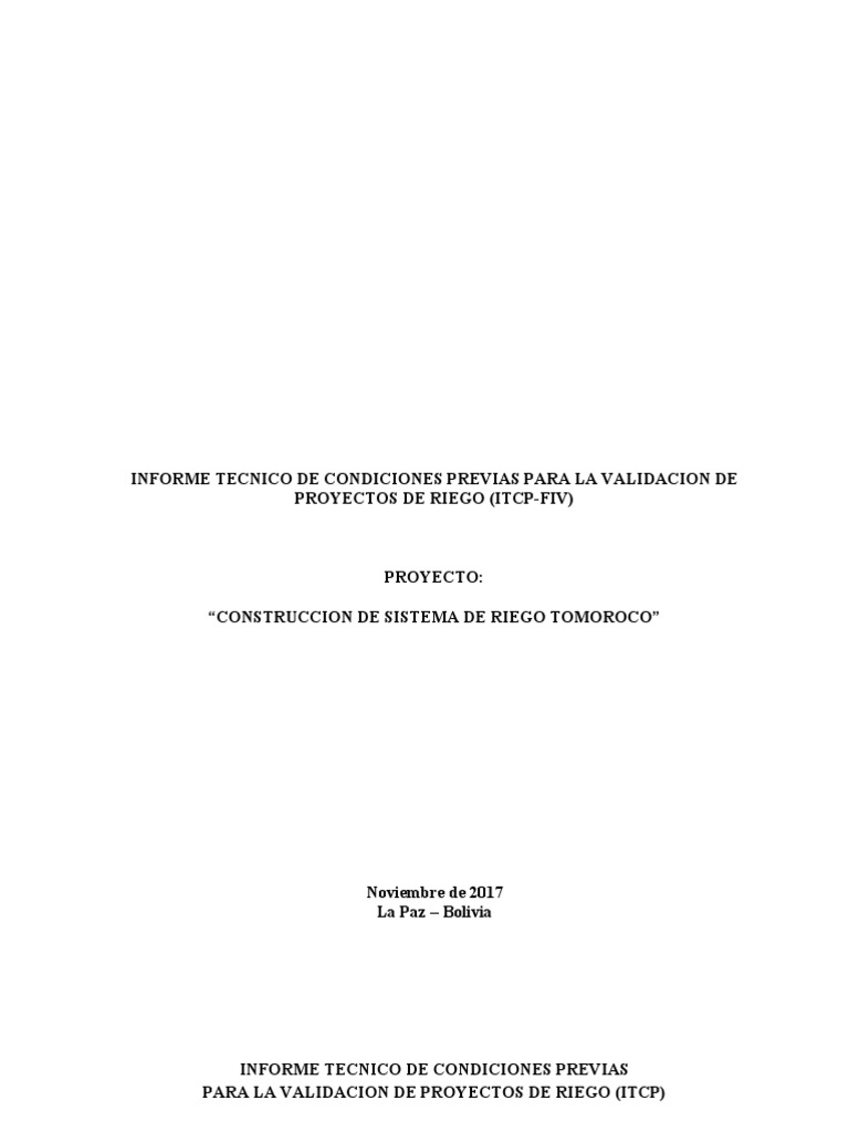 ITCP Presa Tomoroco | PDF | Riego | Agua