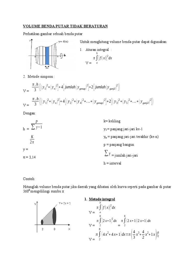 INTEGRAL (volume bangun tidak beraturan).docx | PDF
