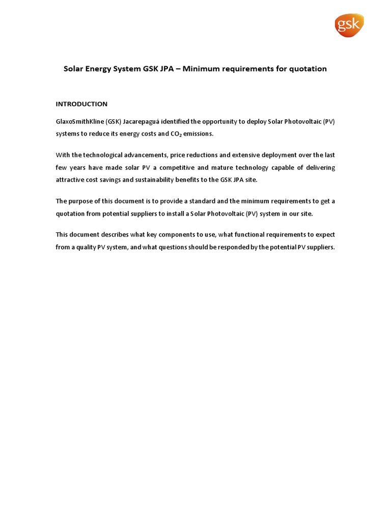 Solar Energy System GSK JPA - Rev2 | PDF | Photovoltaics | Photovoltaic ...