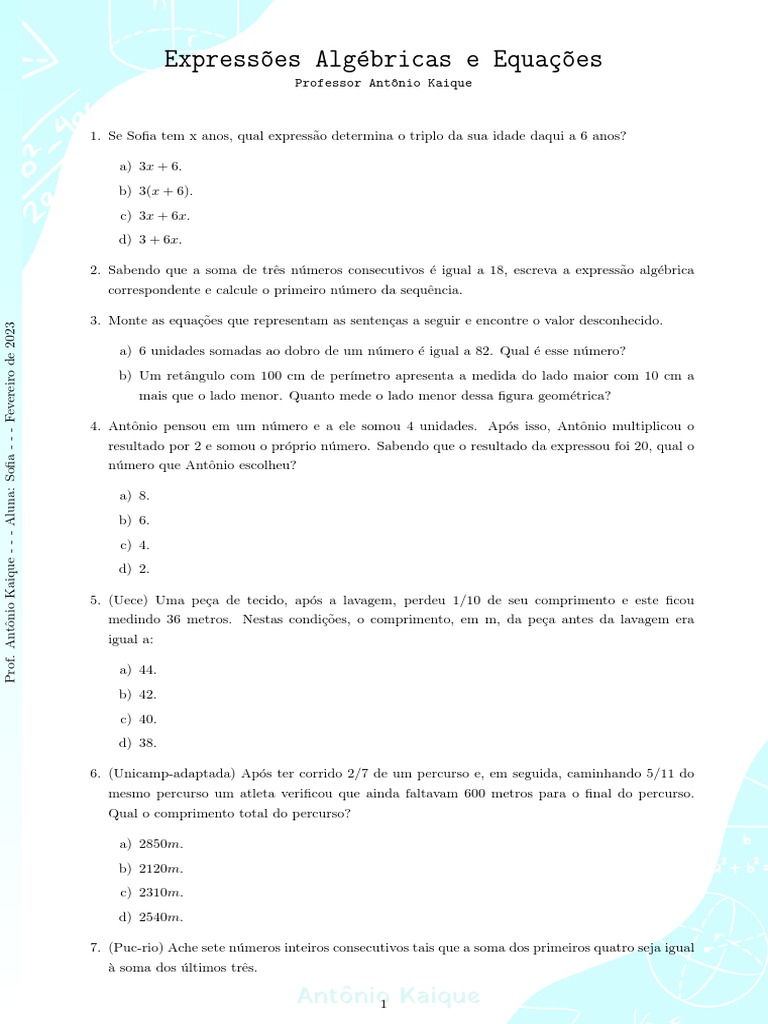 Listas de Exerc Cios PDF | PDF | Números | Metro