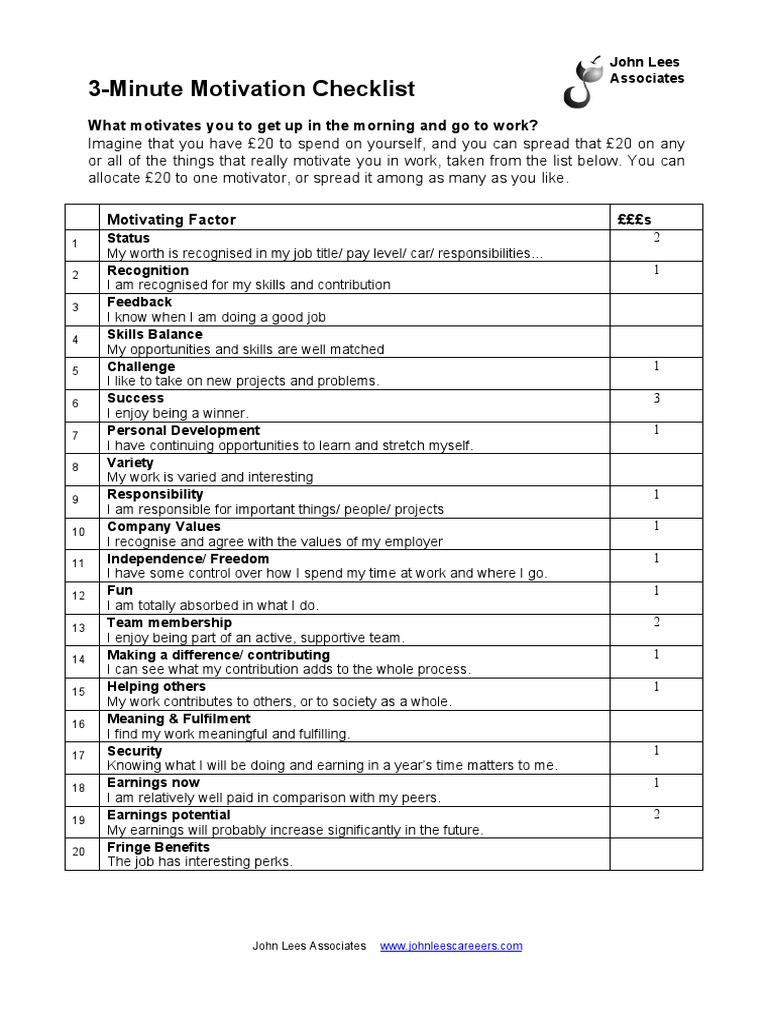 3-Minute Motivation Checklist: What Motivates You To Get Up in The ...