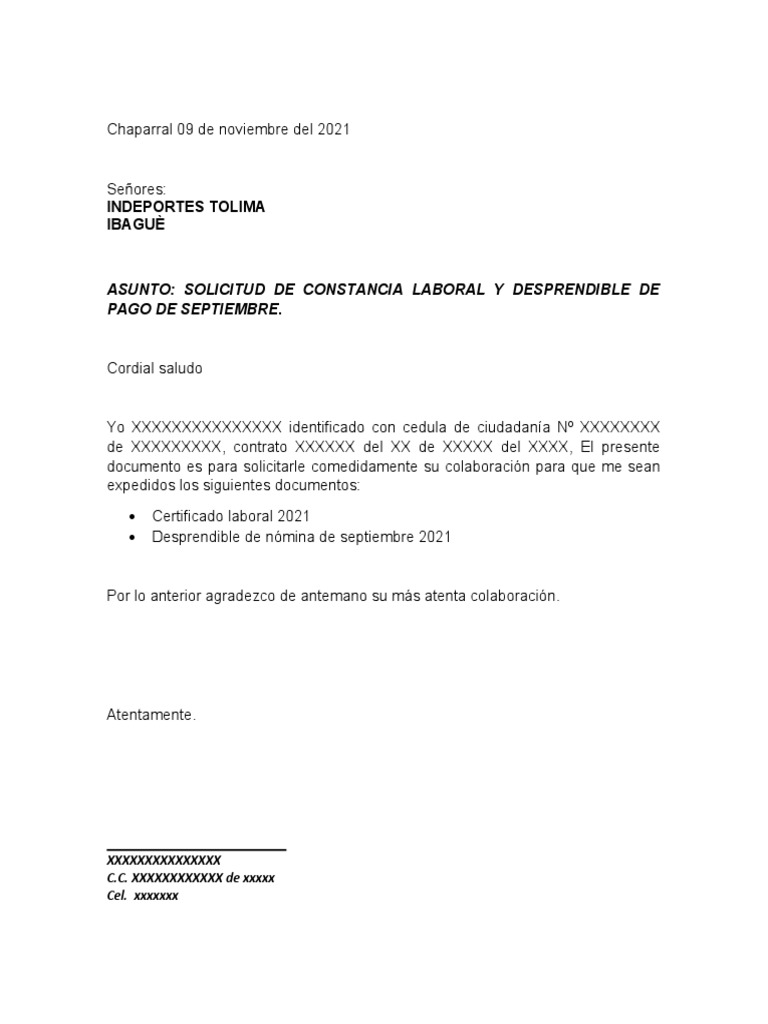 Solicitud Carta Laboral | PDF