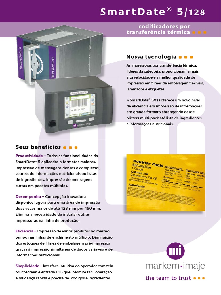 Especificações Codificadora SmartDate 5 - 128 SD5-128-BR-A11 | PDF