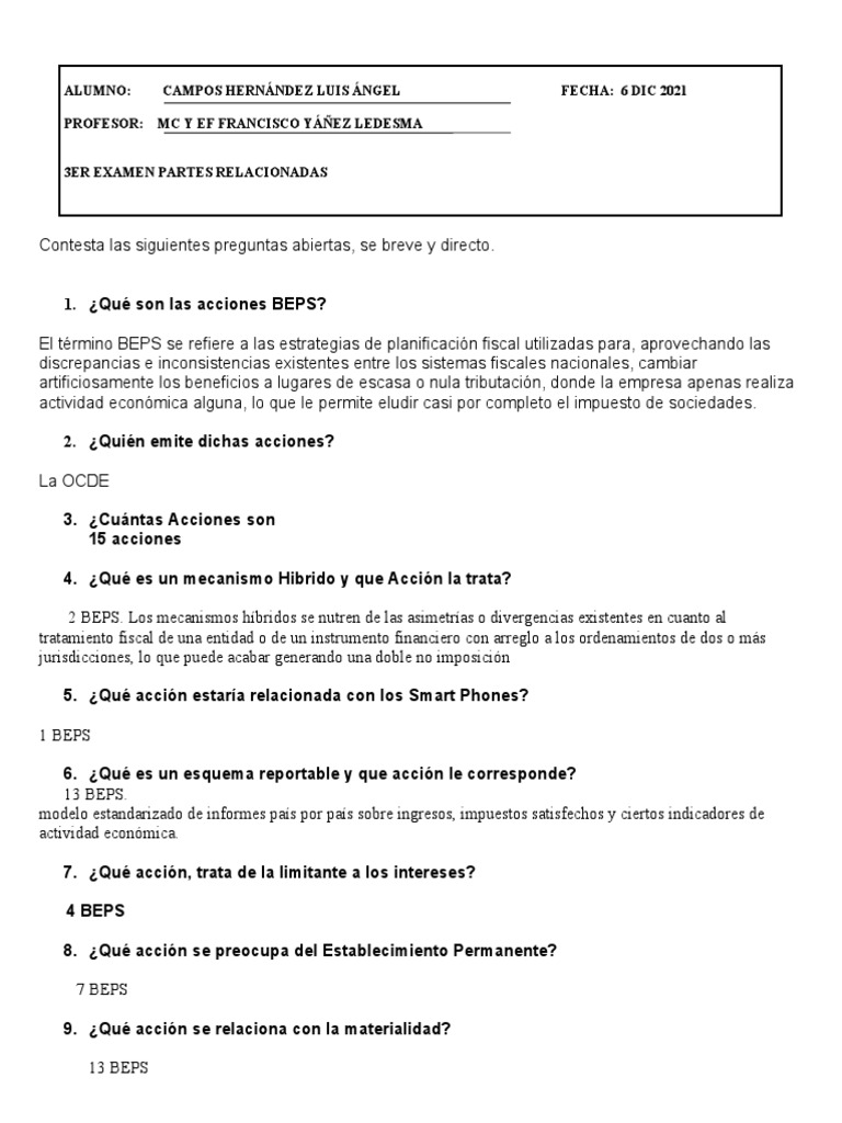 Examen 3 BEPS | PDF