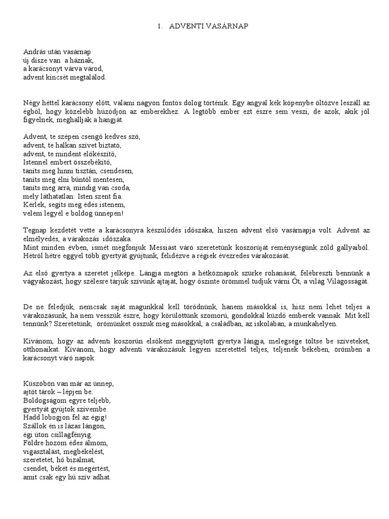 Adventi Gyertyagyűjtás 1. Vasárnap | PDF