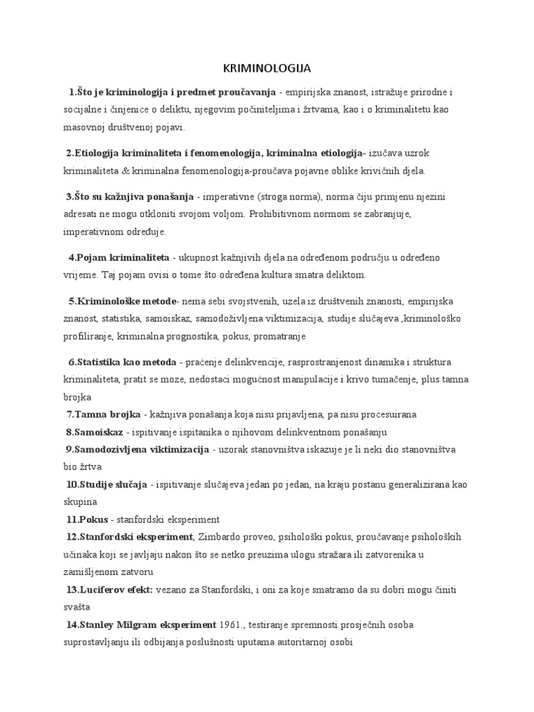 KRIMINOLOGIJA Skripta | PDF