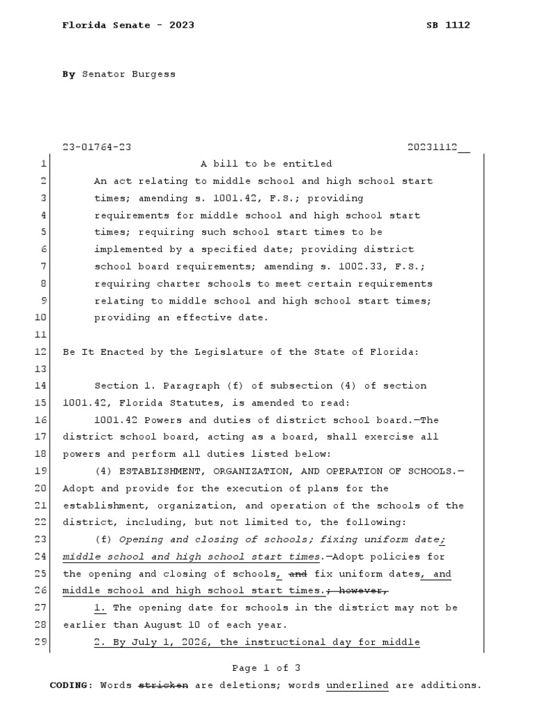 Florida SB 1112 | PDF | Bill (Law) | Legal Documents