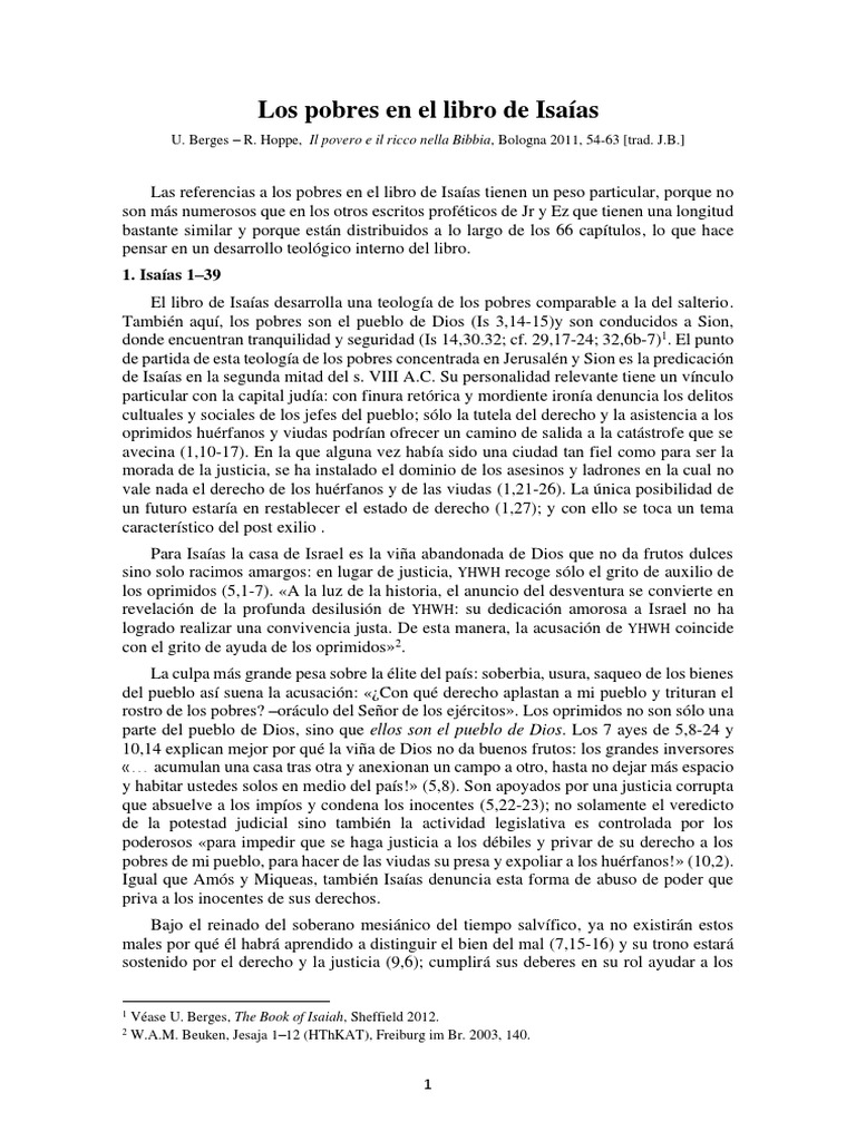 La Teología de los Pobres en Isaías | PDF | Religión y espiritualidad ...