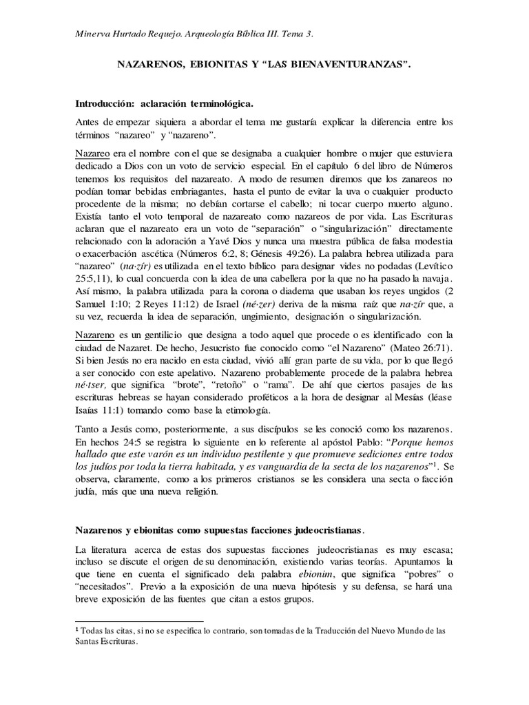 NAZARENOS EBIONITAS y LAS BIENAVENTURANZ | PDF | Jesús | Cristiano judío