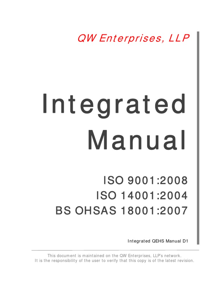 Integrated QEHS Manual Preview | PDF | Iso 9000 | Verification And ...