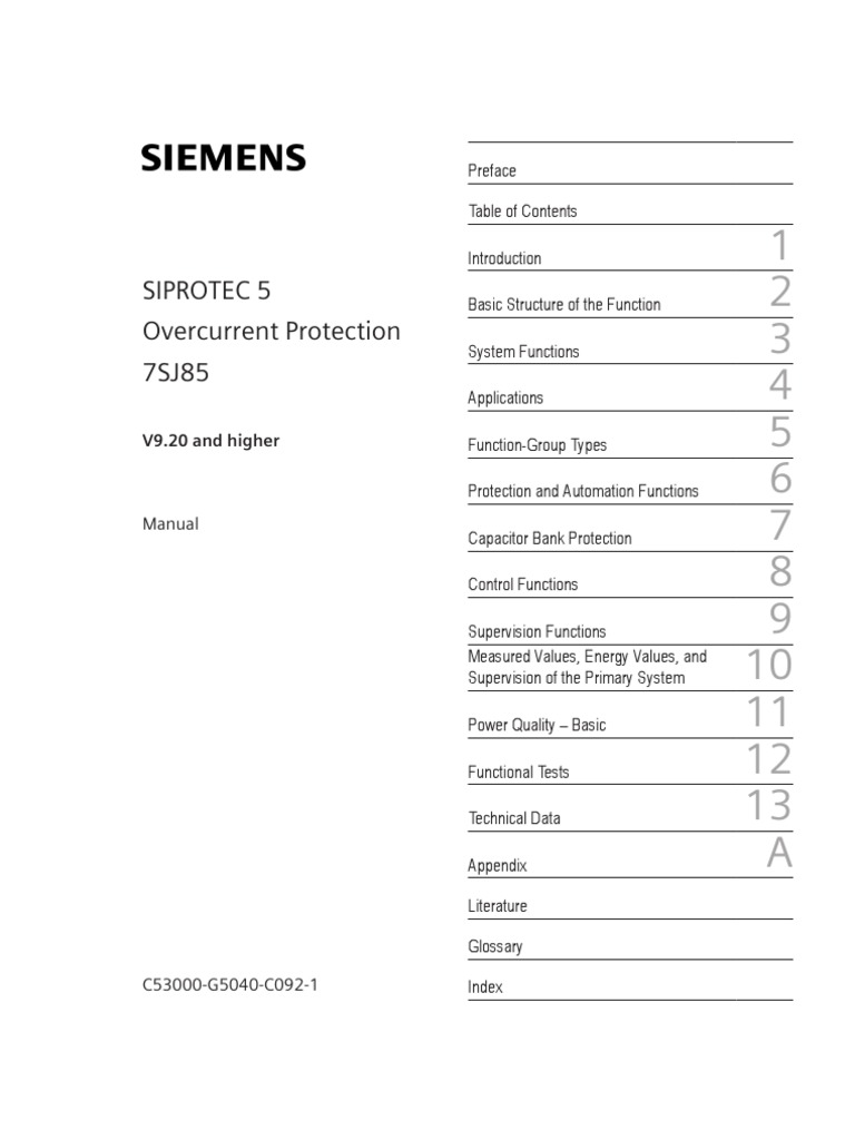 SIP5 7SJ85 V09.20 Manual C092-1 en PDF | PDF | Electromagnetic ...