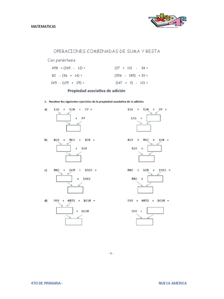 Operaciones Combinadas de Suma y Resta | PDF