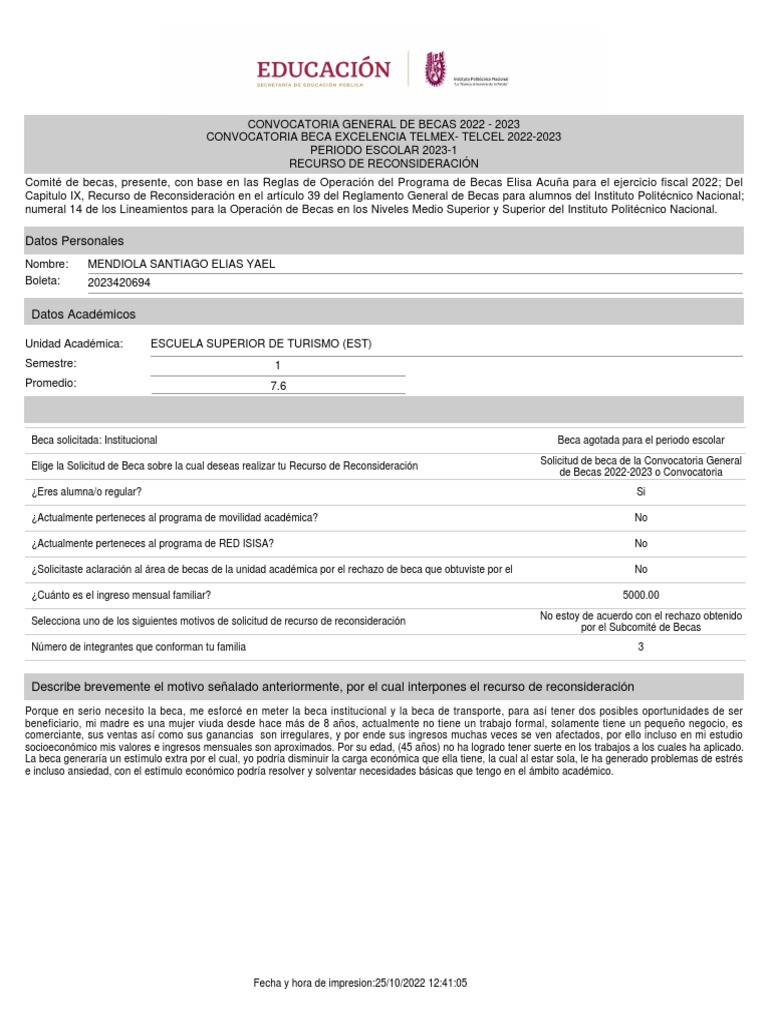 Solicitud de Recurso de Reconsideraci N PDF | PDF