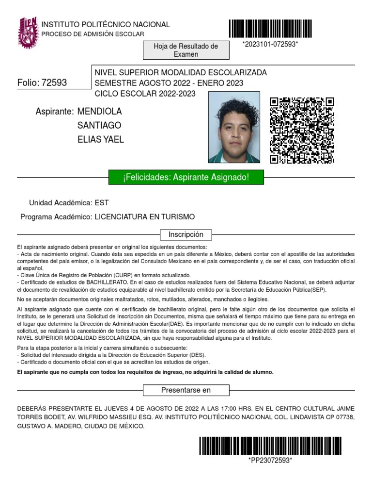 Hoja de Resultado IPN PDF | PDF