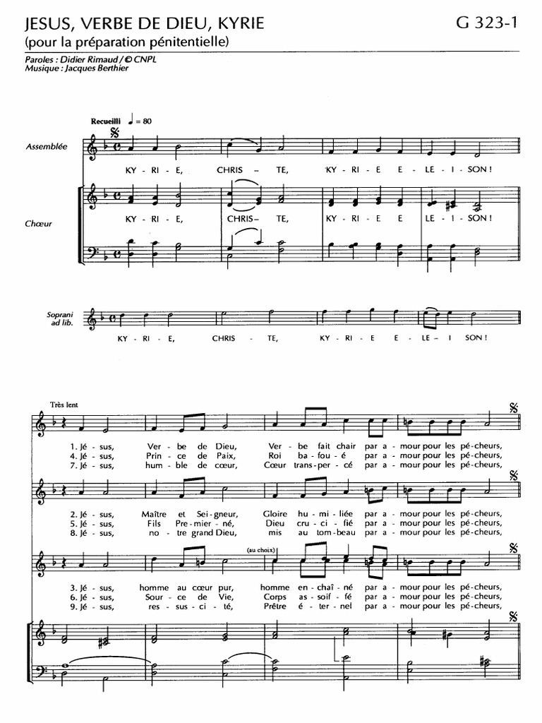 Jesus, Verbe de Dieu, Kyrie G 323-1 | PDF