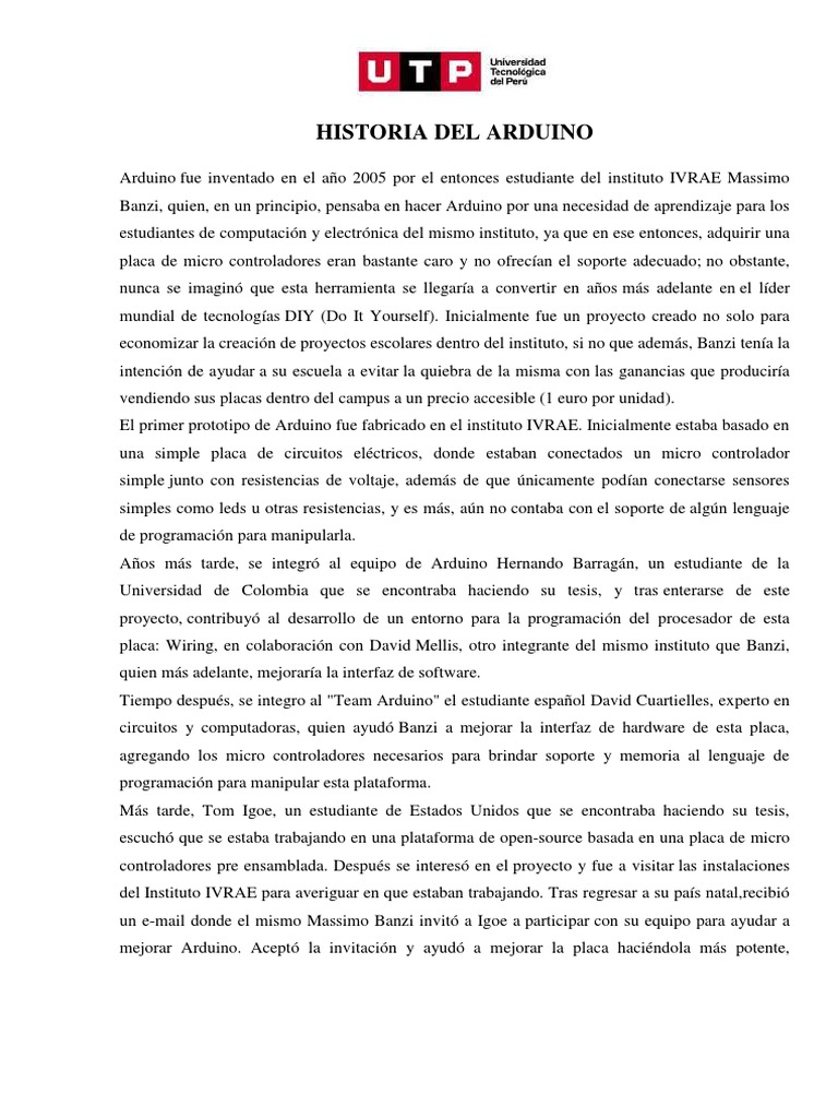 S06.s1 Lectura Historia Arduino | PDF