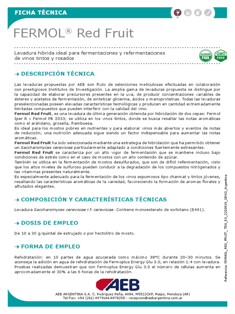 FERMOL Red Fruit | PDF | Fermentación En Vinificación | Vino