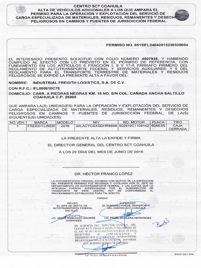 Permiso SCT 29 | PDF