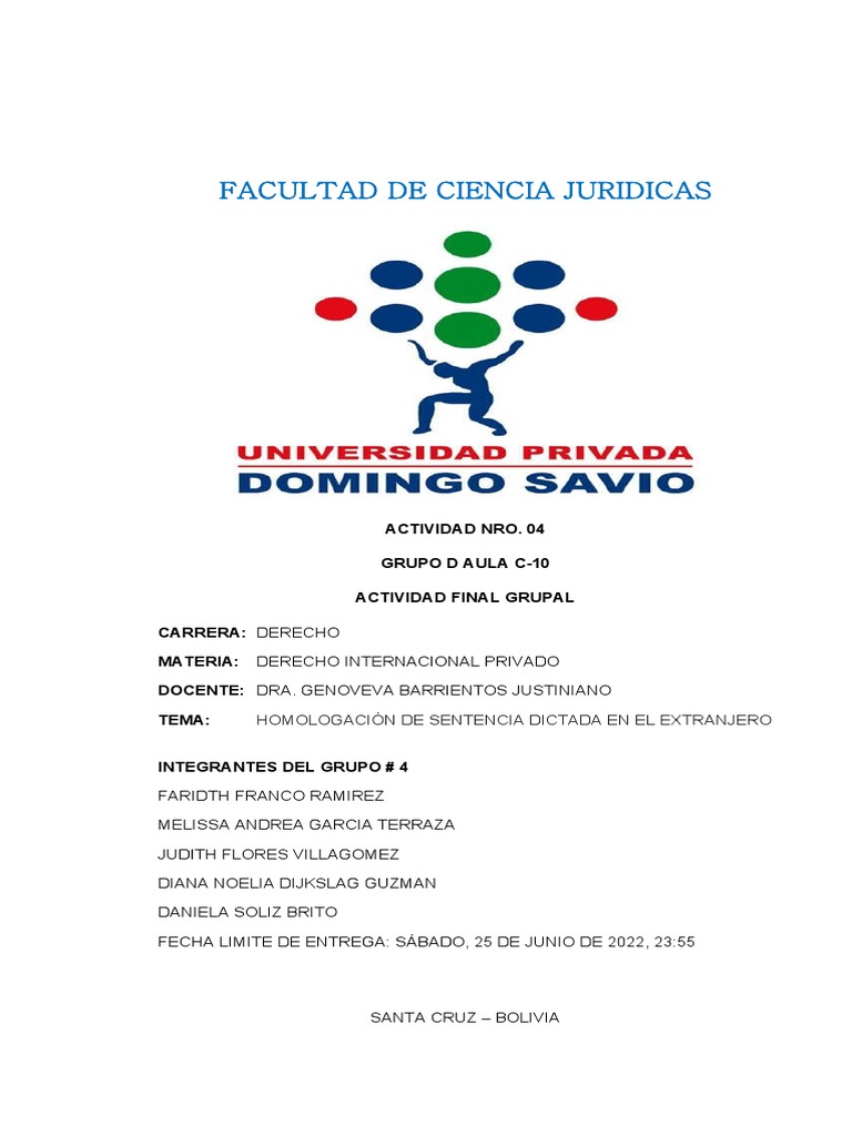 Actividad Final grupal-DIPRI | PDF | Sentencia (ley) | Bolivia
