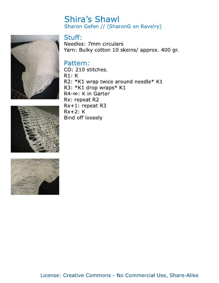 Shira's Shawl Knitting Pattern Guide | PDF