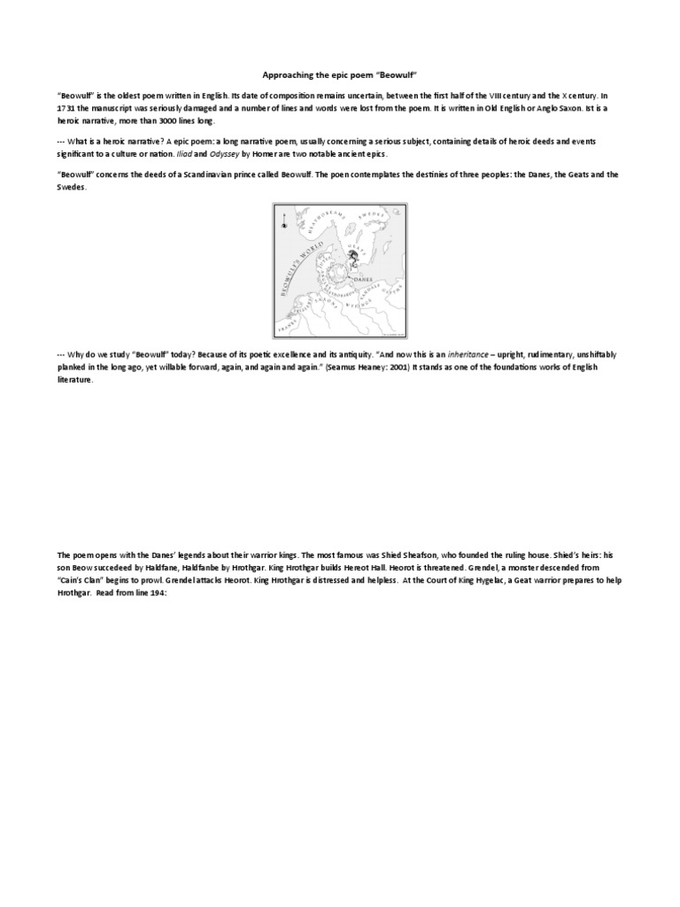Approaching The Epic Poem "Beowulf" | PDF