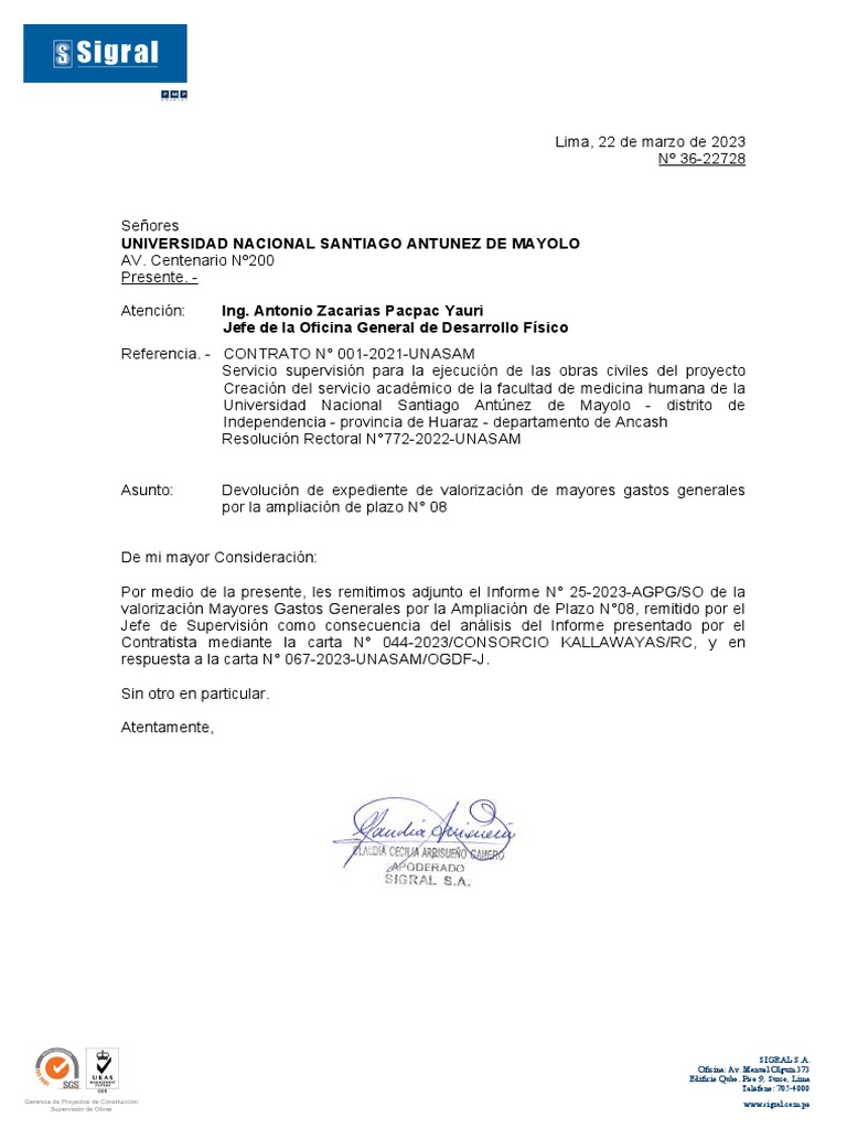 Informe de Valorización de Gastos Generales | PDF