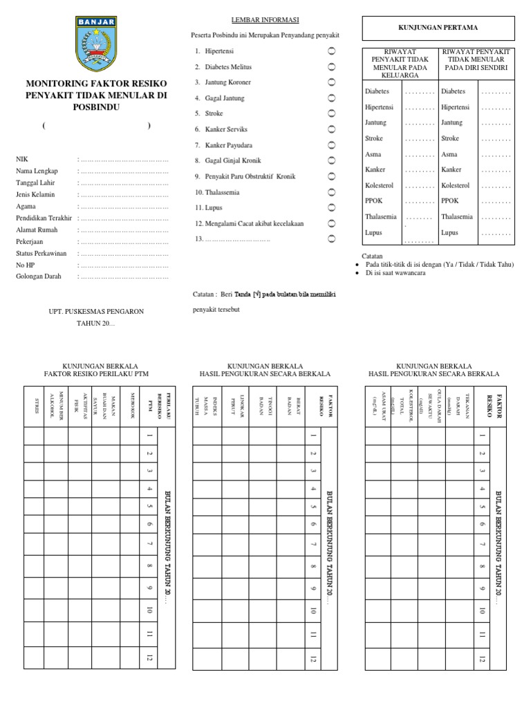 Buku Monitoring Faktor Resiko PTM (1) - 2 | PDF
