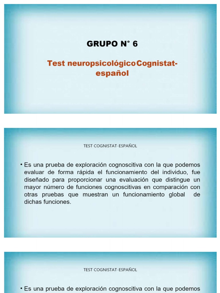 (PDF) Test Neuropsicológico Cognistat Español | PDF