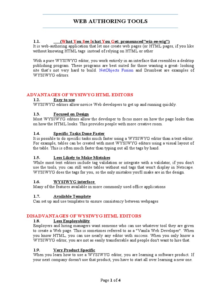 Web Authoring Tools | Download Free PDF | World Wide Web | Internet & Web