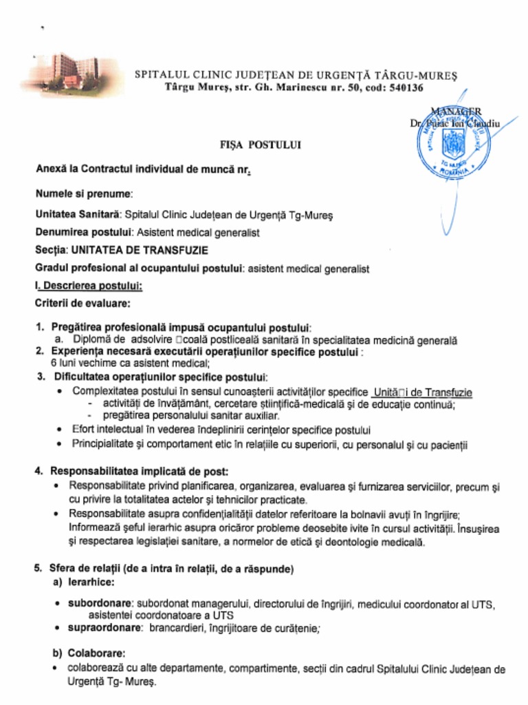 Fisa de Post Asist Uts PDF | PDF