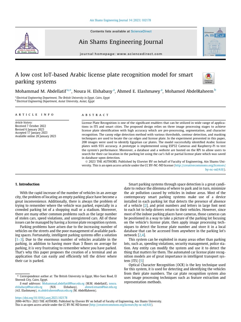 Ain Shams Engineering Journal: Mohammad M. Abdellatif, Noura H. Elshabasy, Ahmed E. Elashmawy ...