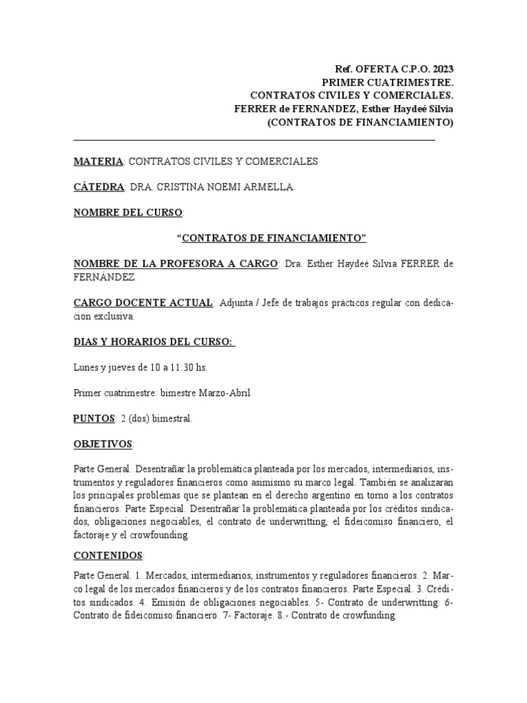 Programa Contratos de Financiamiento | PDF | Ley de fideicomiso ...