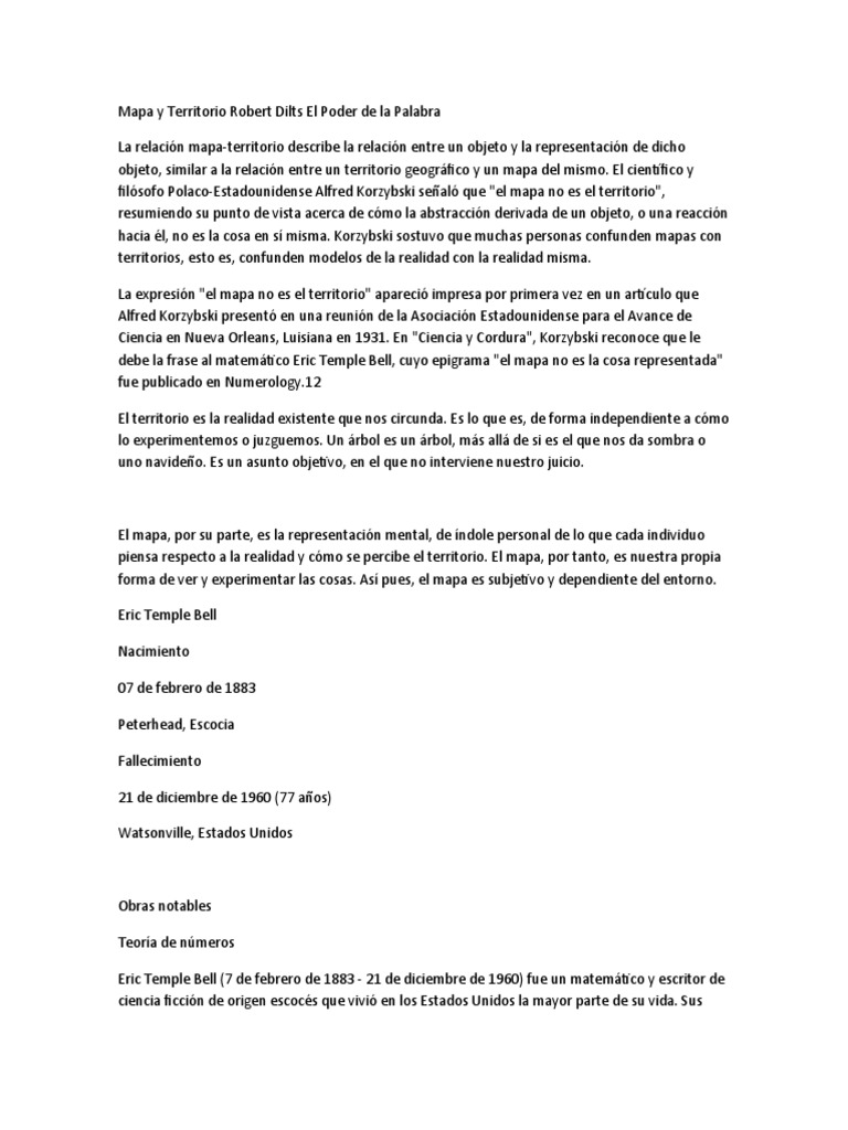 Mapa y Territorio: La Perspectiva de Dilts | PDF