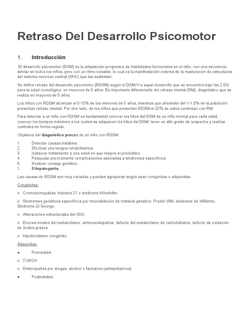 Retraso Del Desarrollo Psicomotor | PDF | Discapacidad intelectual | El embarazo